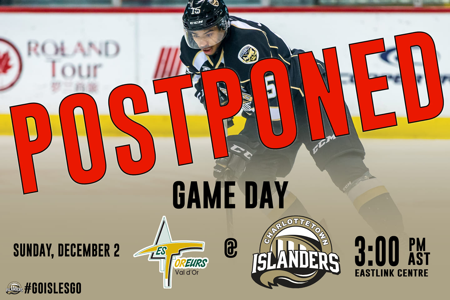Today's game Postponed - Charlottetown Islanders