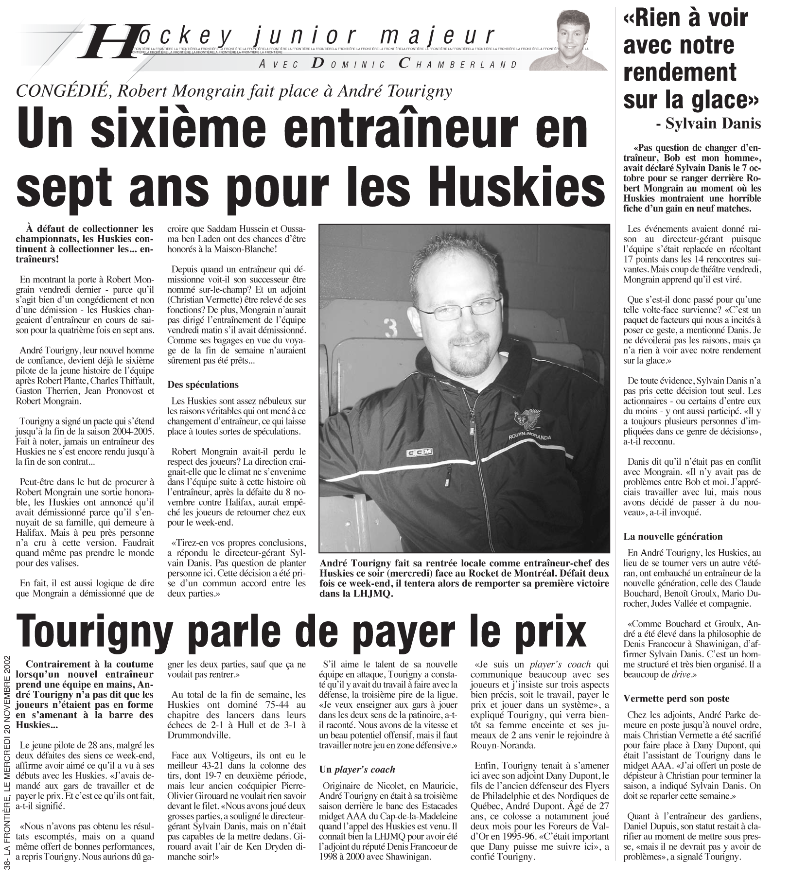 Soirée hommage à André Tourigny - Huskies de Rouyn-Noranda
