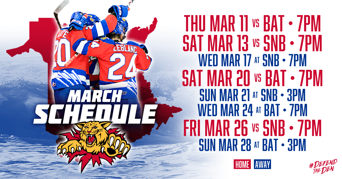 March game schedule announced - Moncton Wildcats