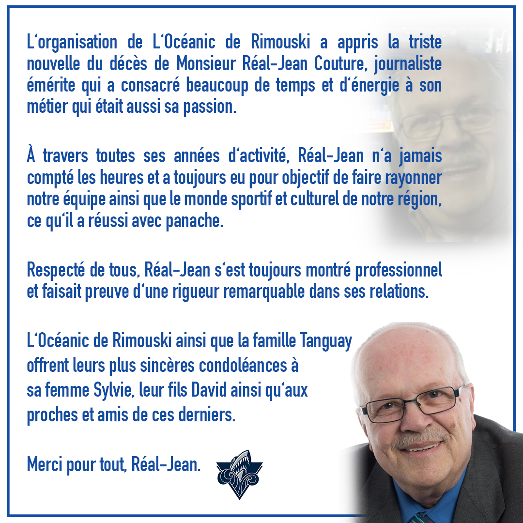 Merci pour tout, Réal-Jean Couture - L'Oceanic de Rimouski
